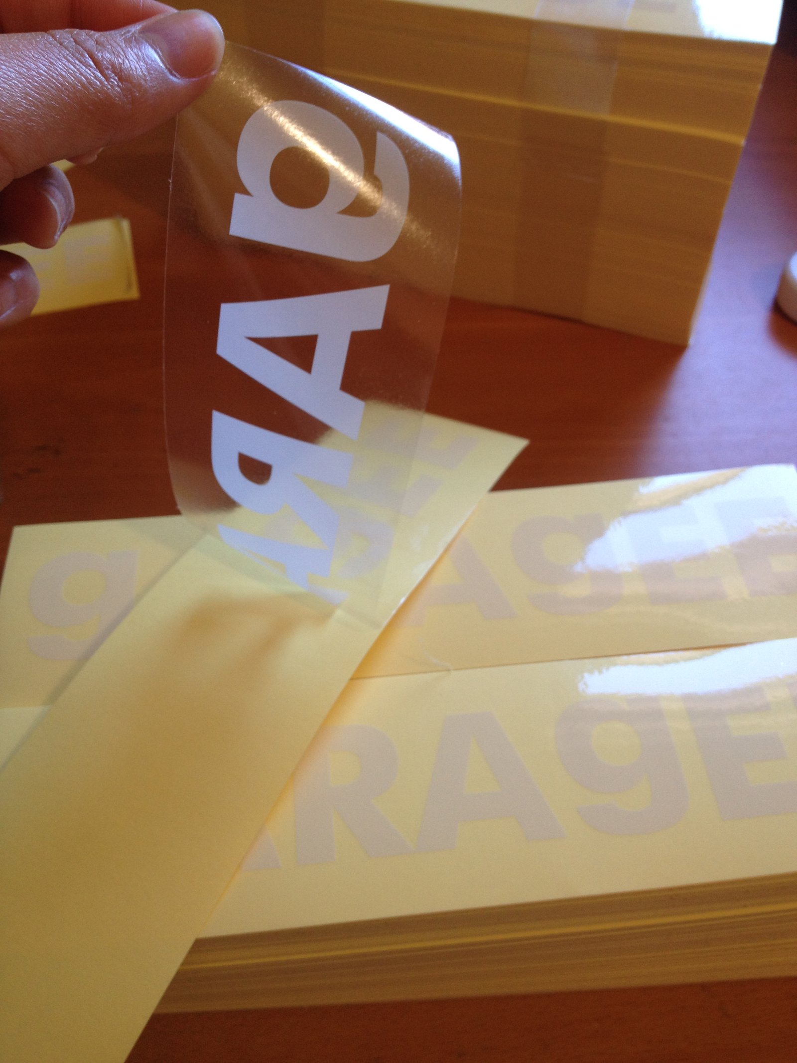 White print on stickers - Custom Logo white print