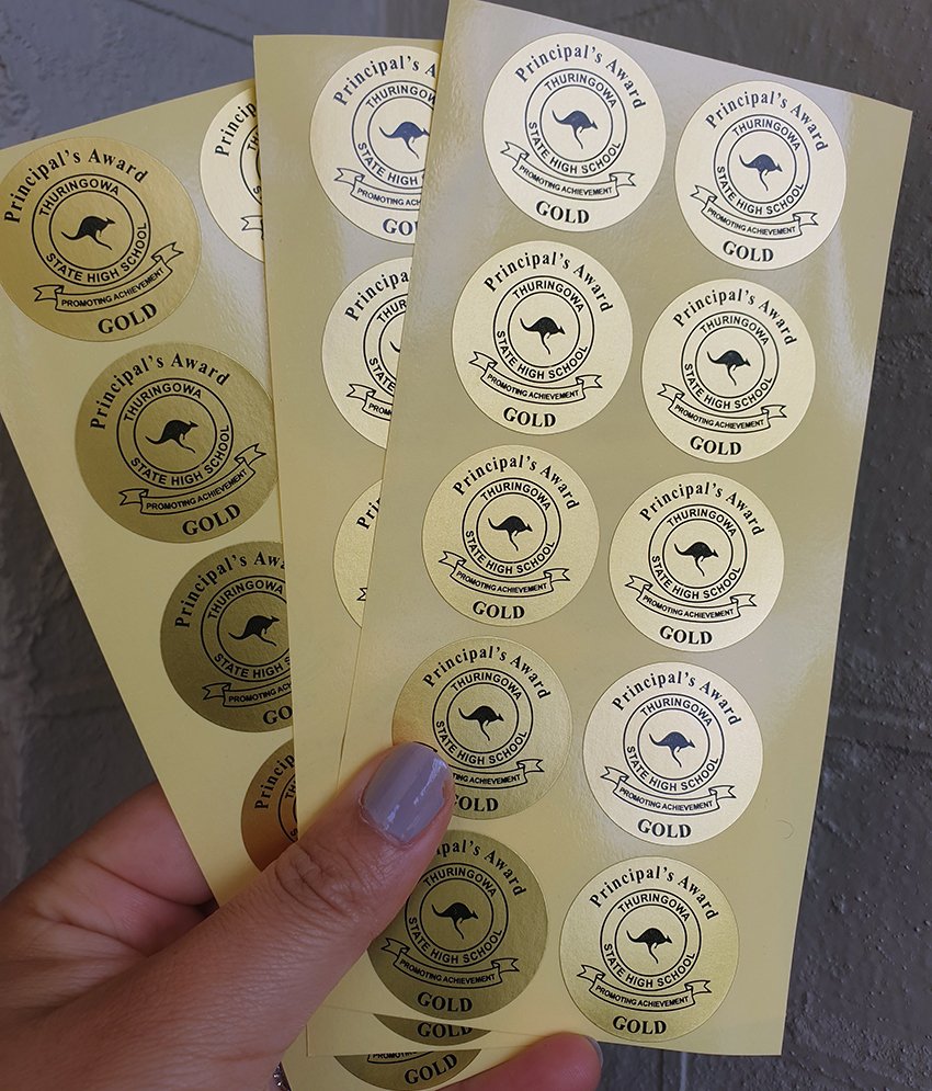 Gold Stickers - College Award Certificate Labels - Sticker Prints