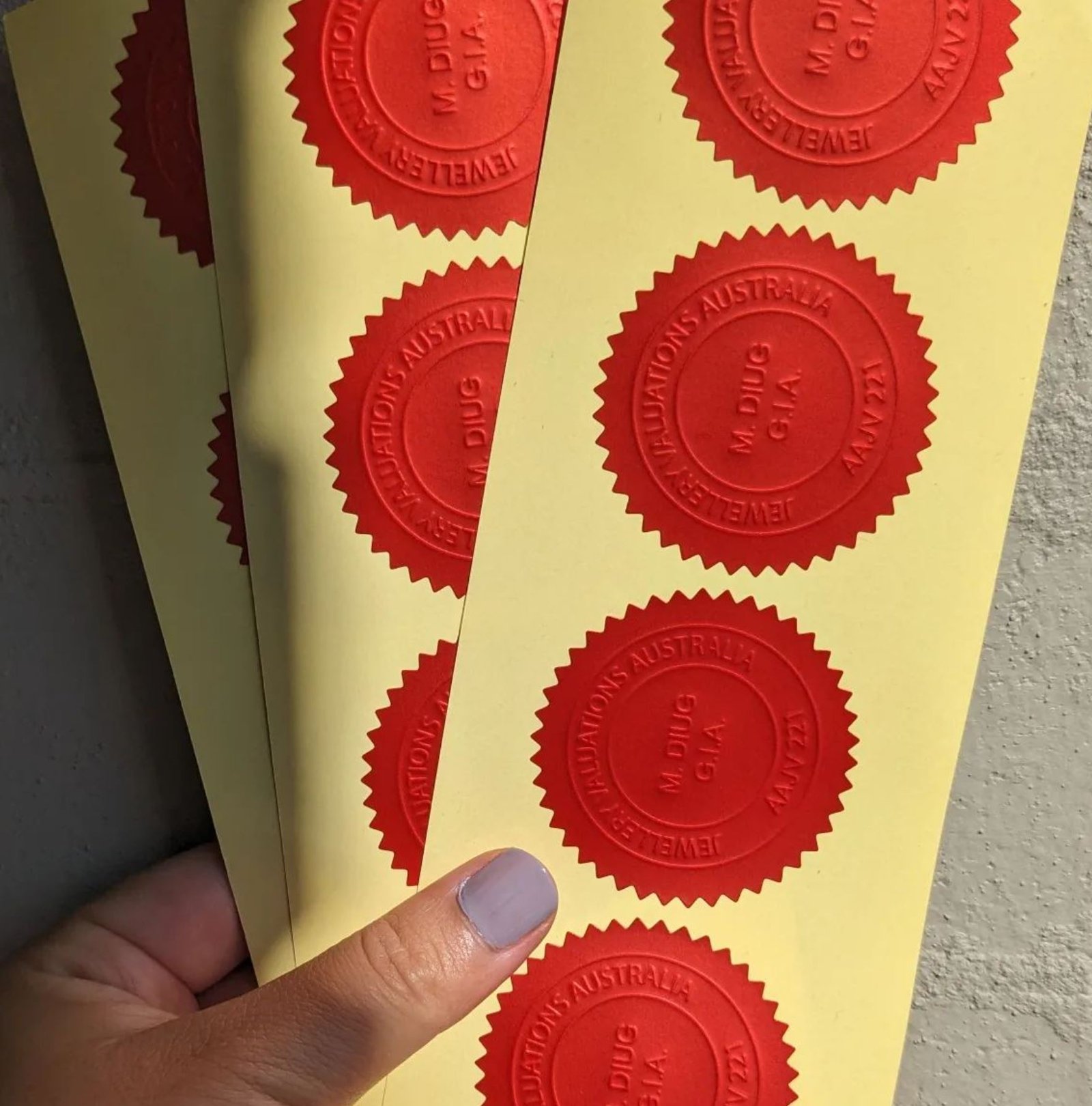 Custom Embossed Certificate & Authentication Stickers Australia